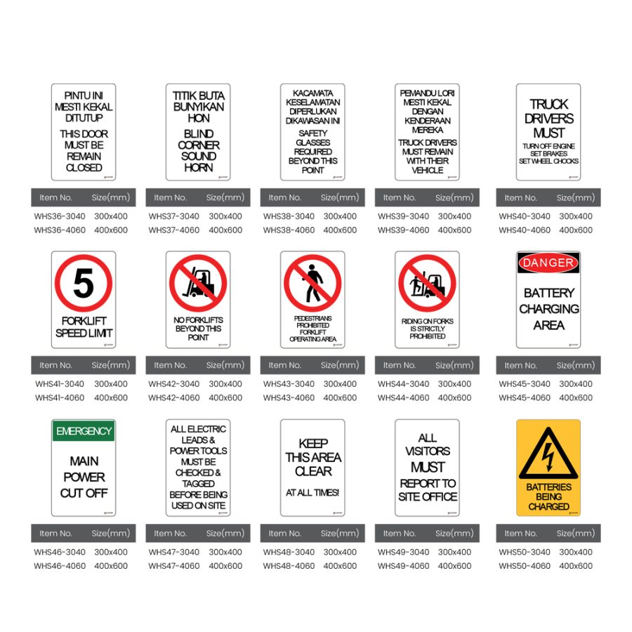 GUARDZER Warehouse Safety Signs - 3M & UVEX PPE Distributor Selangor ...